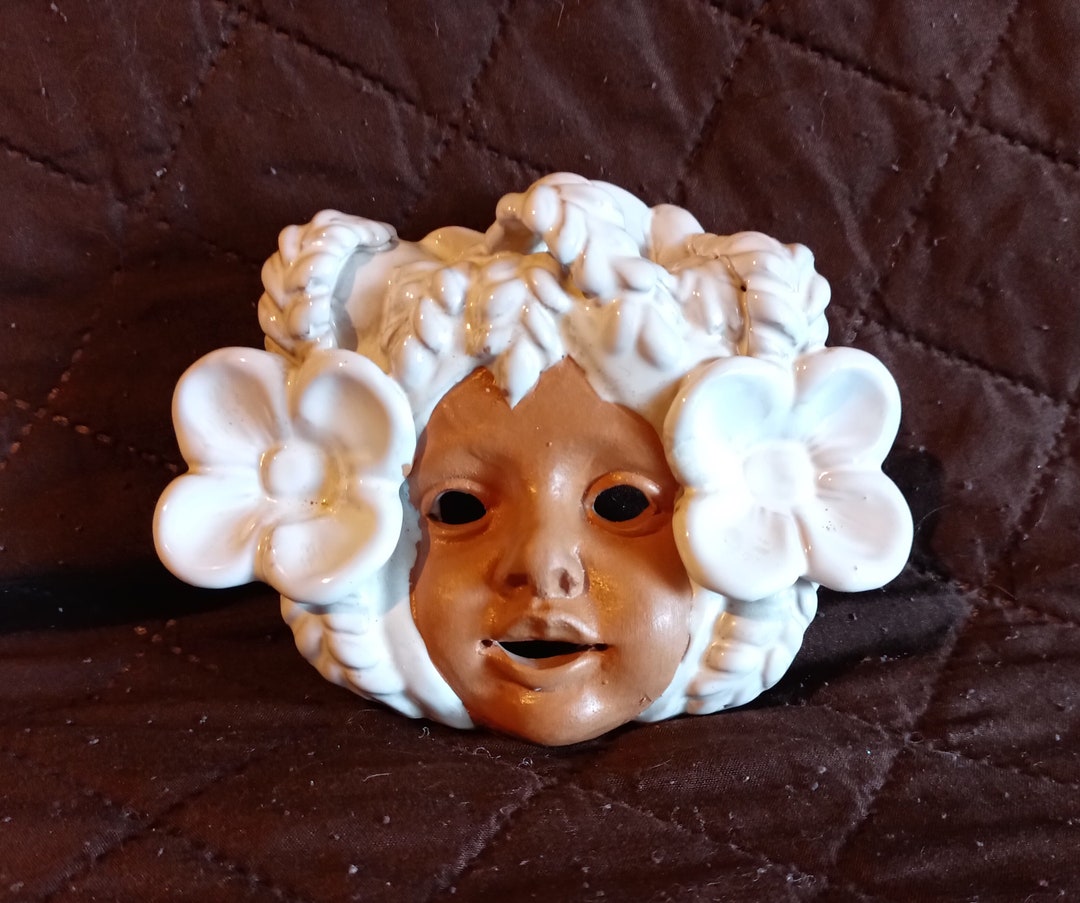 Vintage Tuscan Pottery Majolica Bacchus Face Mask Vintage Italy Ceramic ...