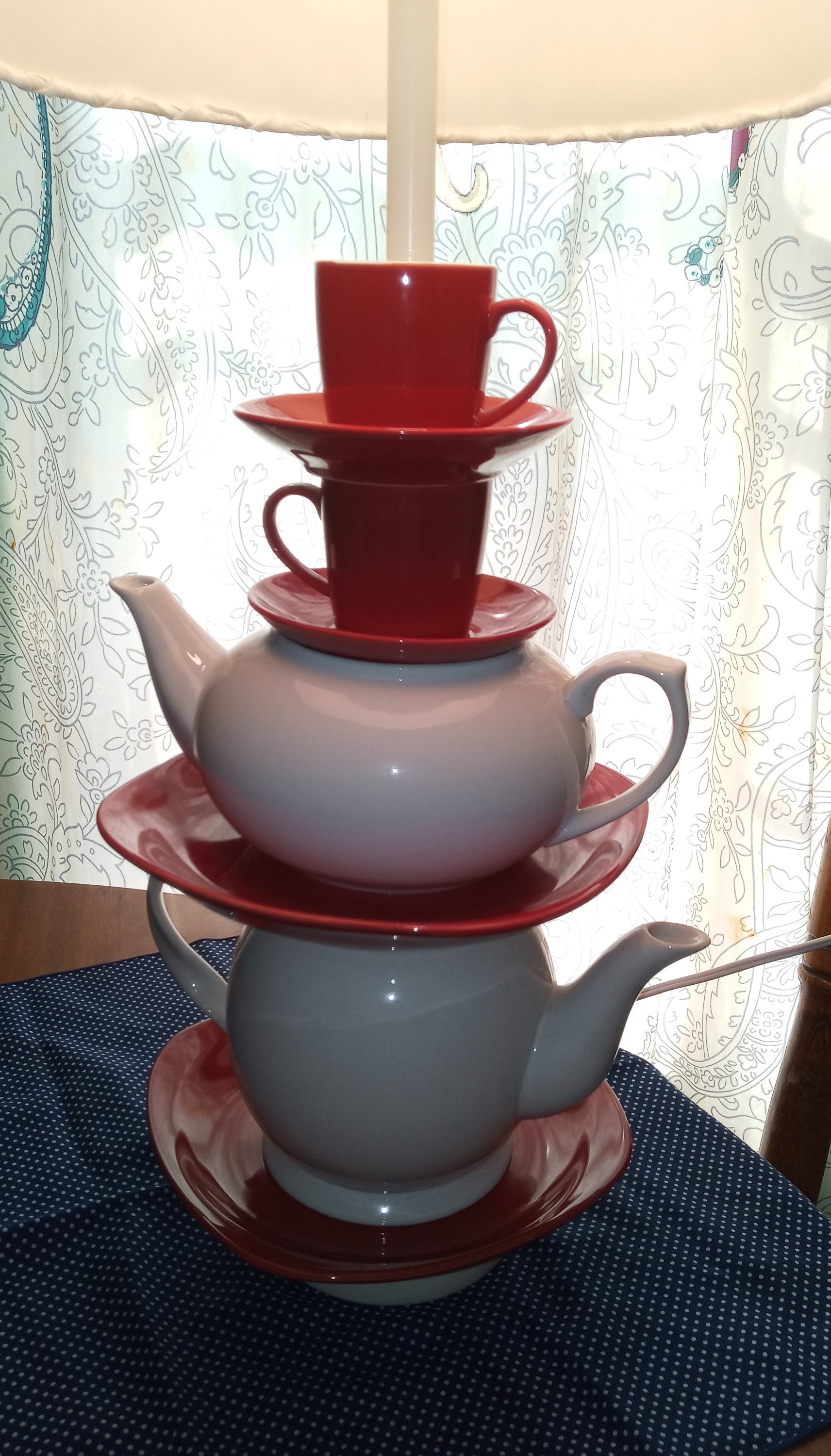 Vintage Stacked Articulated Teapot Teacup Lamp Teapot Lamp | Etsy