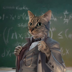 Custom Pet Portrait, Teacher Gift, Lecturer Gift, Professor Cat, Pet ...