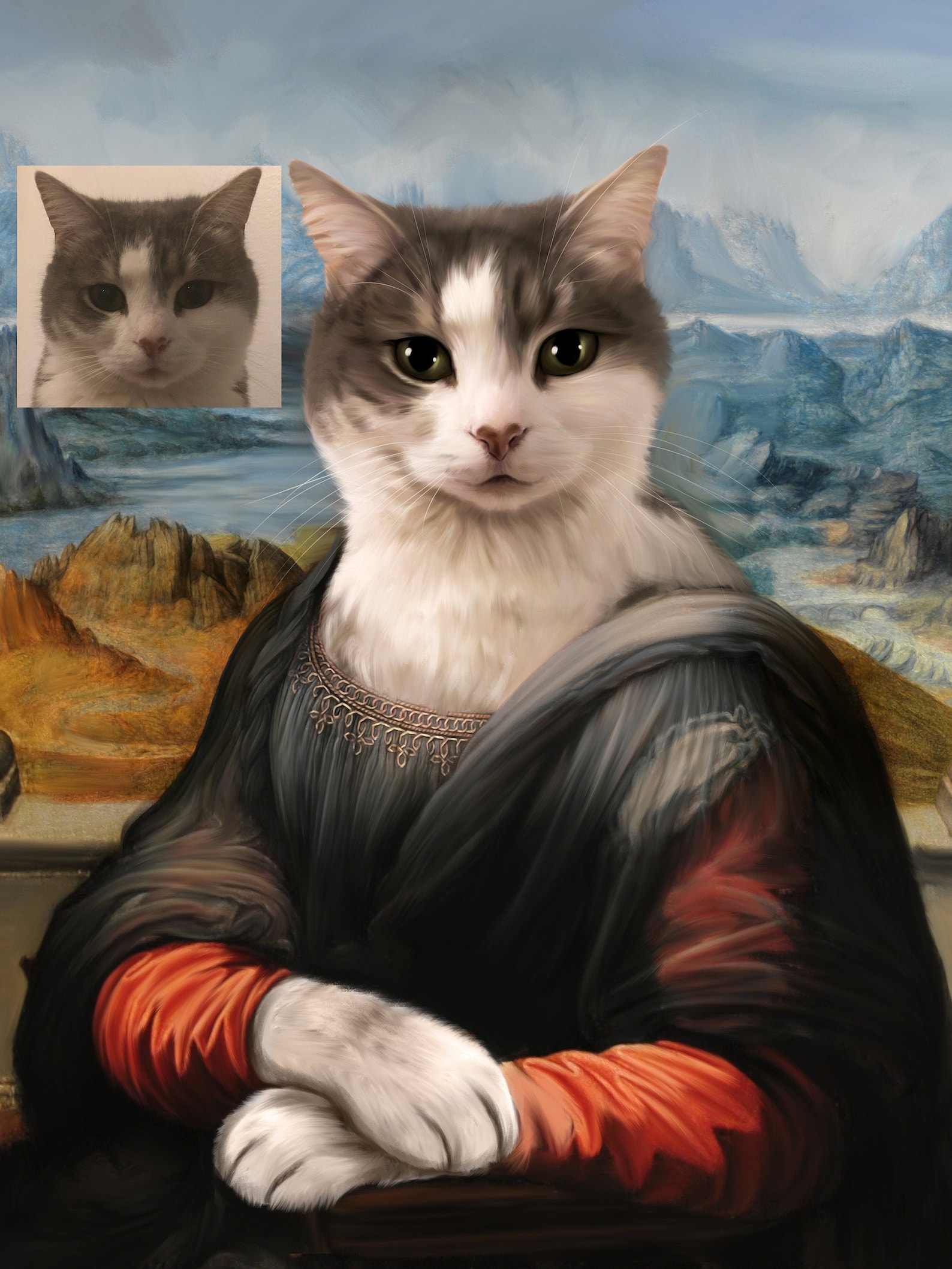 Your Cat as Mona Lisa Custom Princess Cat Portrait Gift for - Etsy