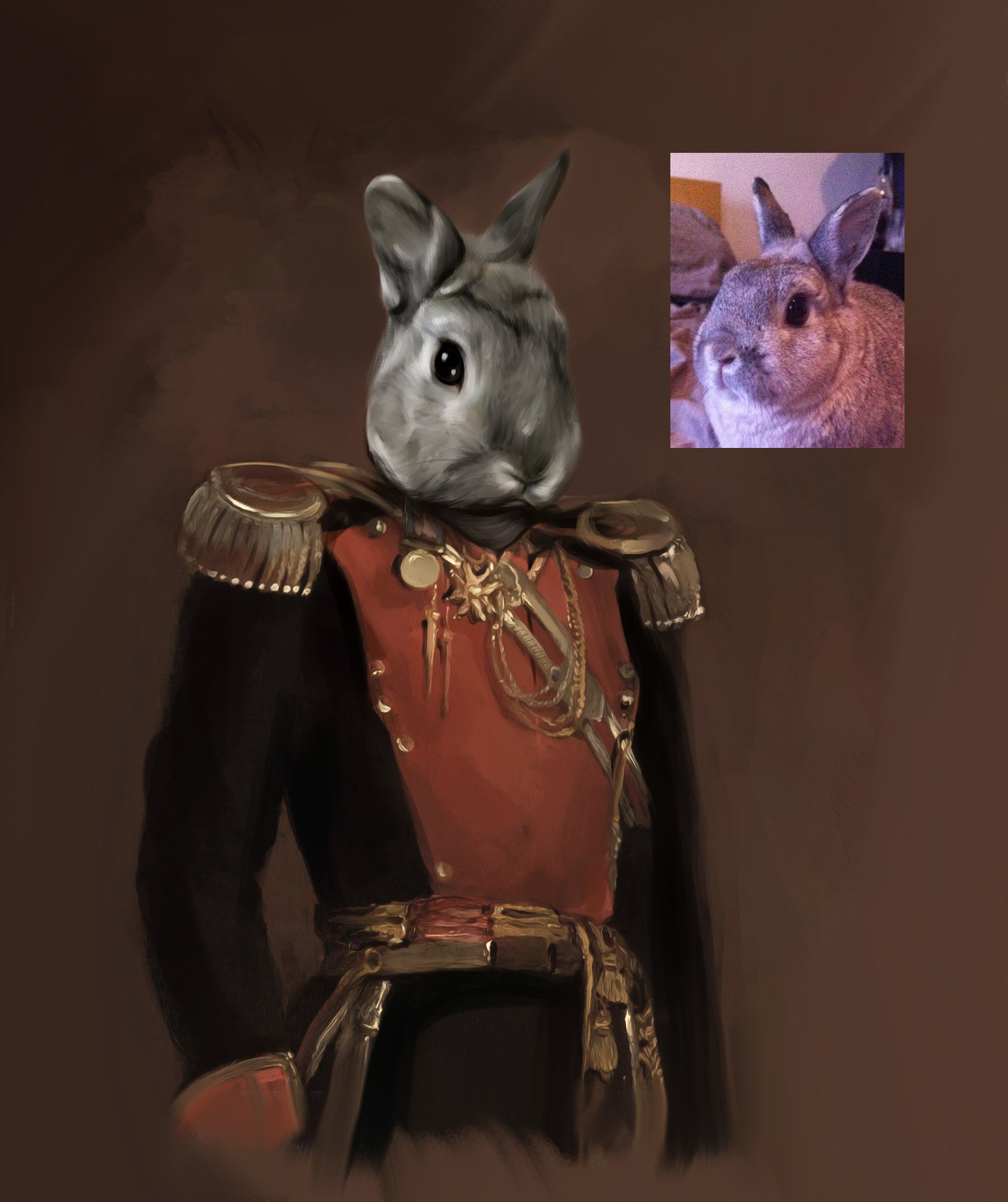 Custom Rabbit Portrait Custom Pet Portrait Regal Pet | Etsy