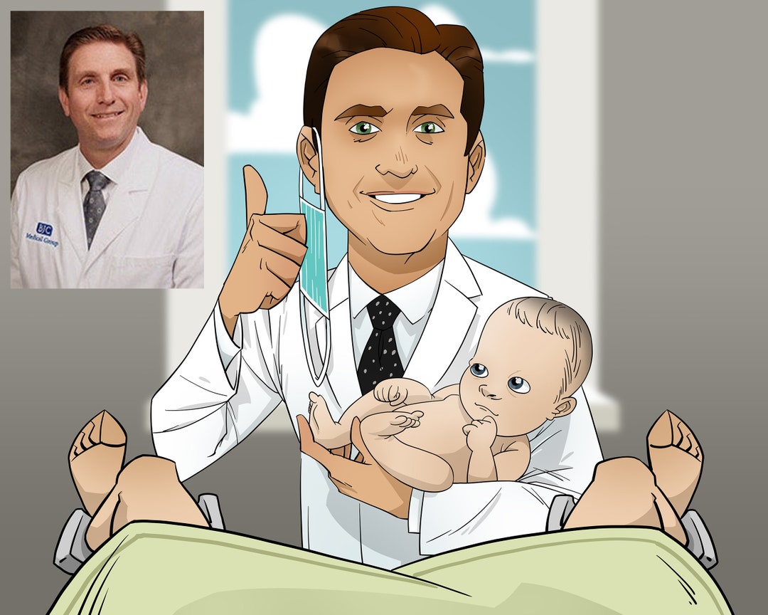Custom Obstetrician Cartoon Portrait: Unique Medicine Gift - Etsy