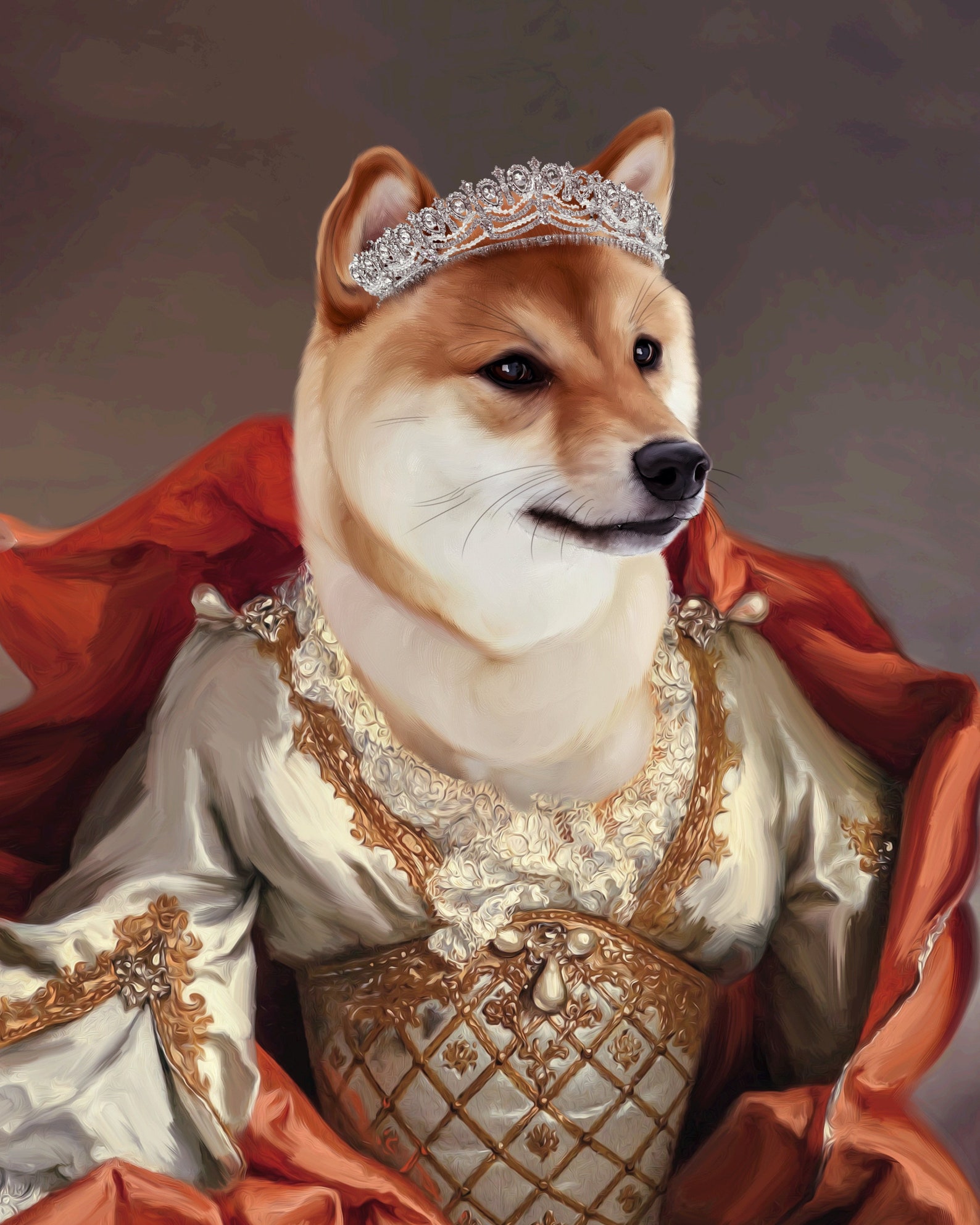 Shiba Inu Royal Pet Portrait Custom Pet Portrait Shiba Inu - Etsy