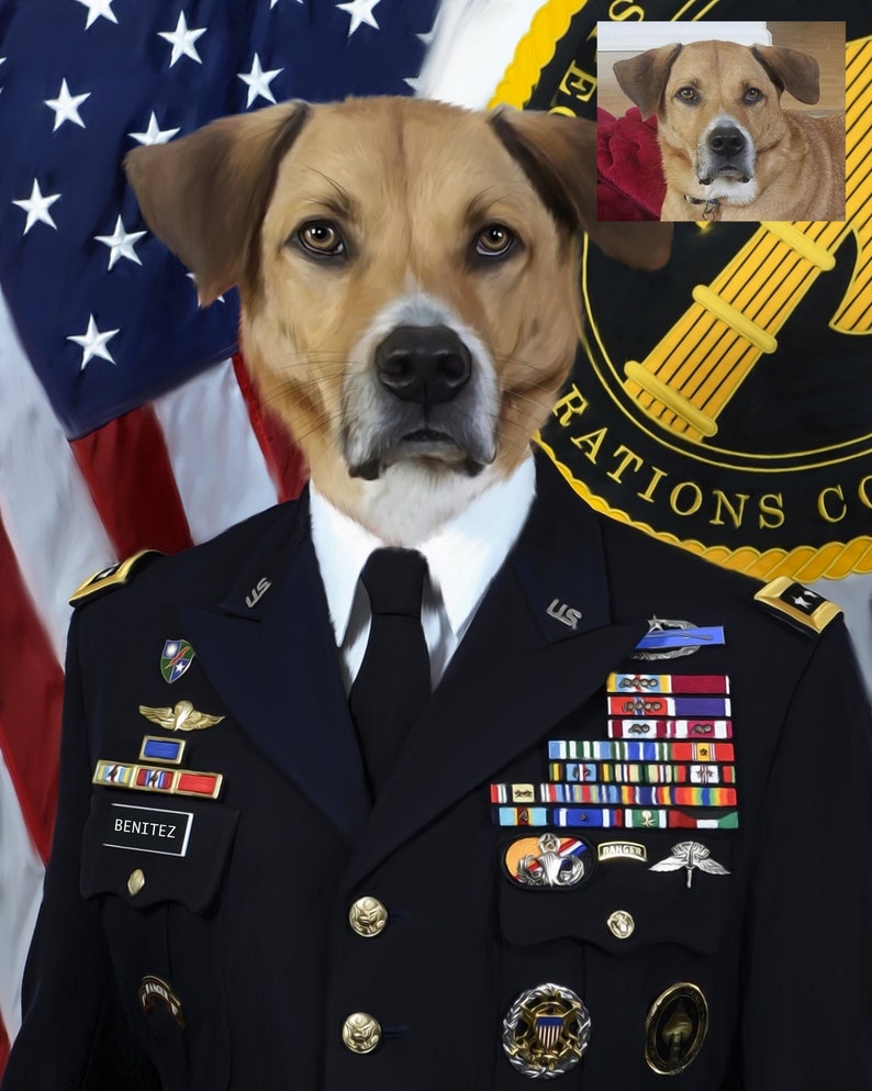 Dog Portrait USA General Military Custom Pet Regal Portrait. - Etsy