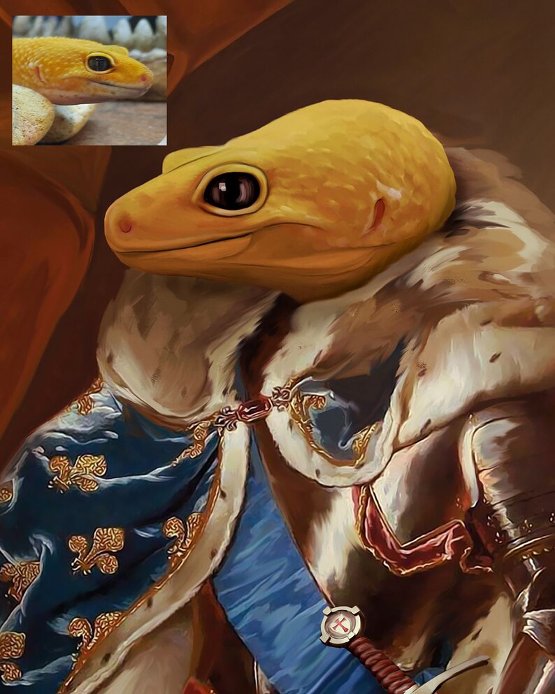 Royal Lizard Owner Gift Custom Pet Portrait Renaissance Pet - Etsy