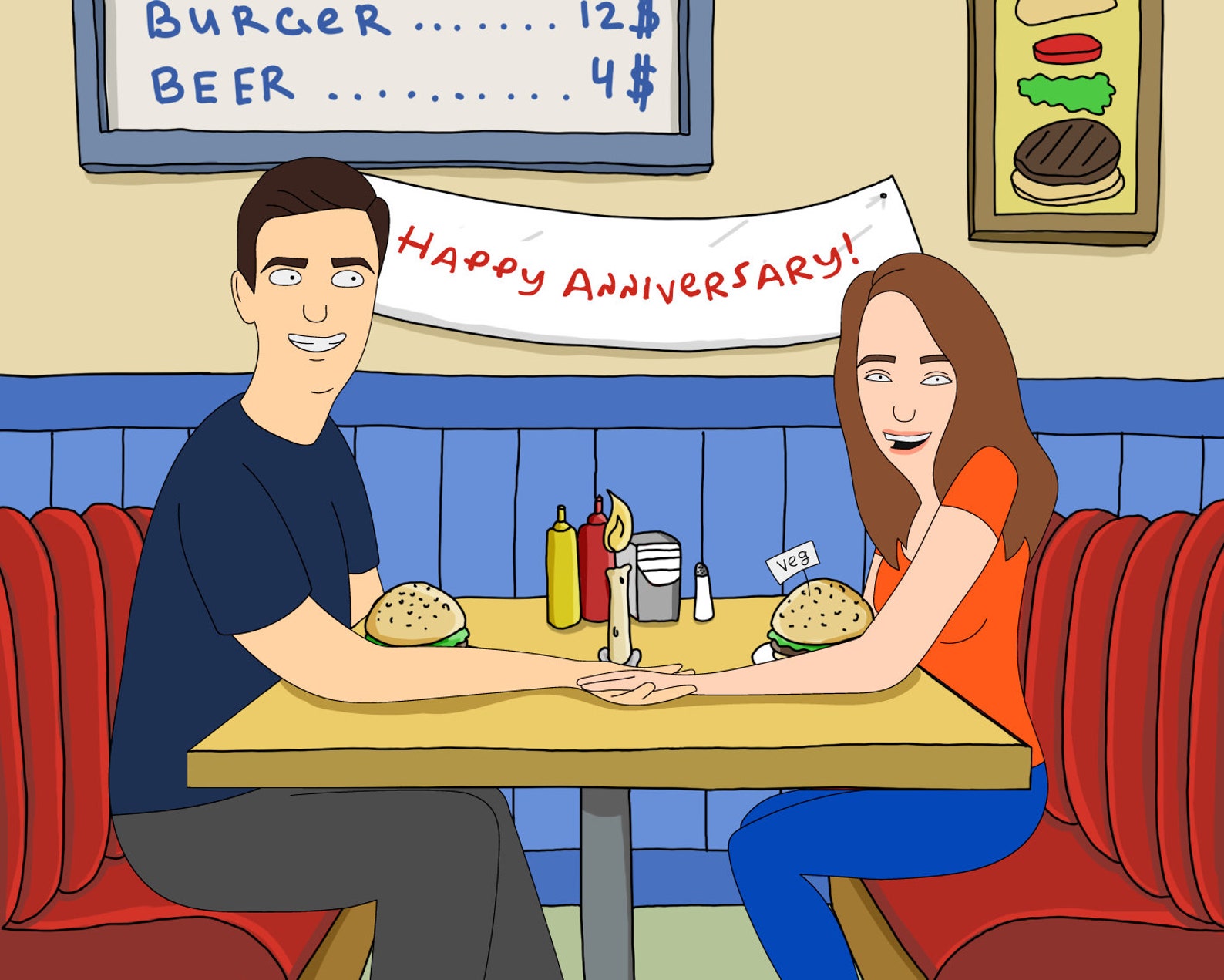 Cotton Anniversary Gift Custom Cartoon Portrait.or You Can | Etsy