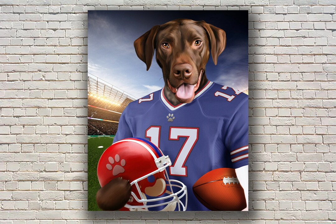 Buffalo Football Team Custom Dog Portrait, American Football Fun Gift ...