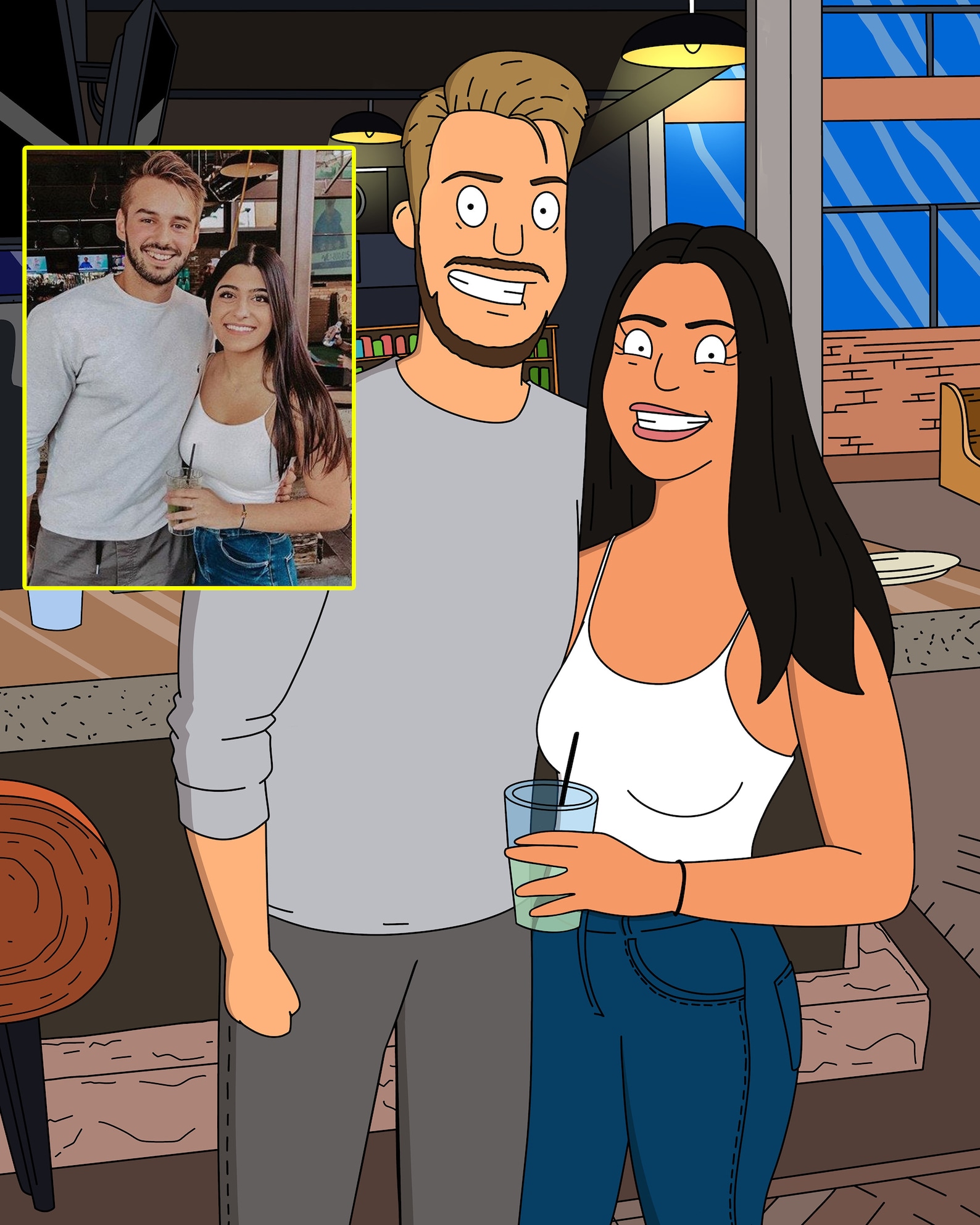 Couple Custom Portrait in Cartoon Style! Gift for Couple for Engagement ...