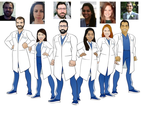Gift for Doctors Custom Group Cartoon Portrait Medical - Etsy