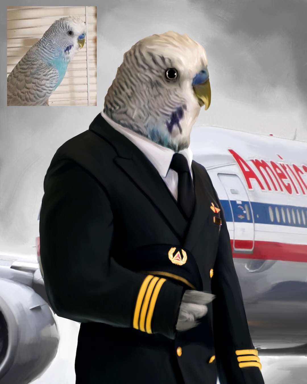 Parrot Owner Gift - Custom Pet Portrait, Parrot Lover Gift, Bird Lover ...