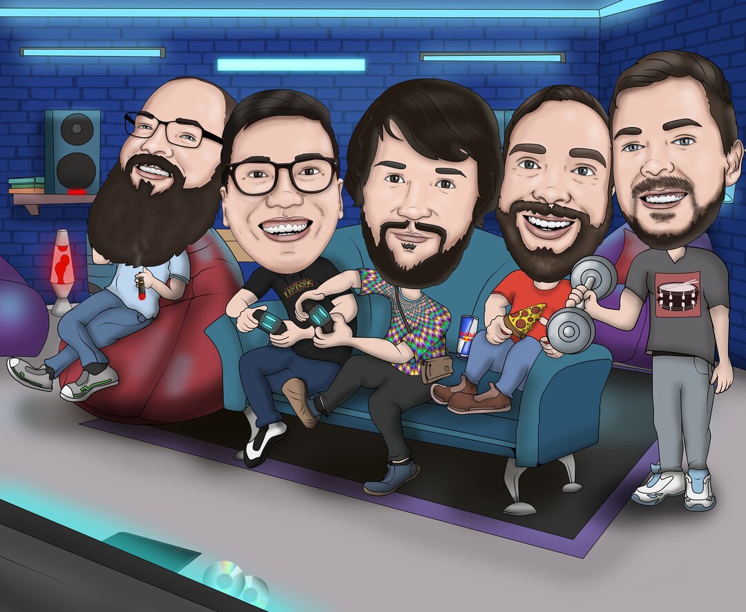 Gamer Friends Gift, Custom Caricature Portrait, Christmas Gift - Etsy