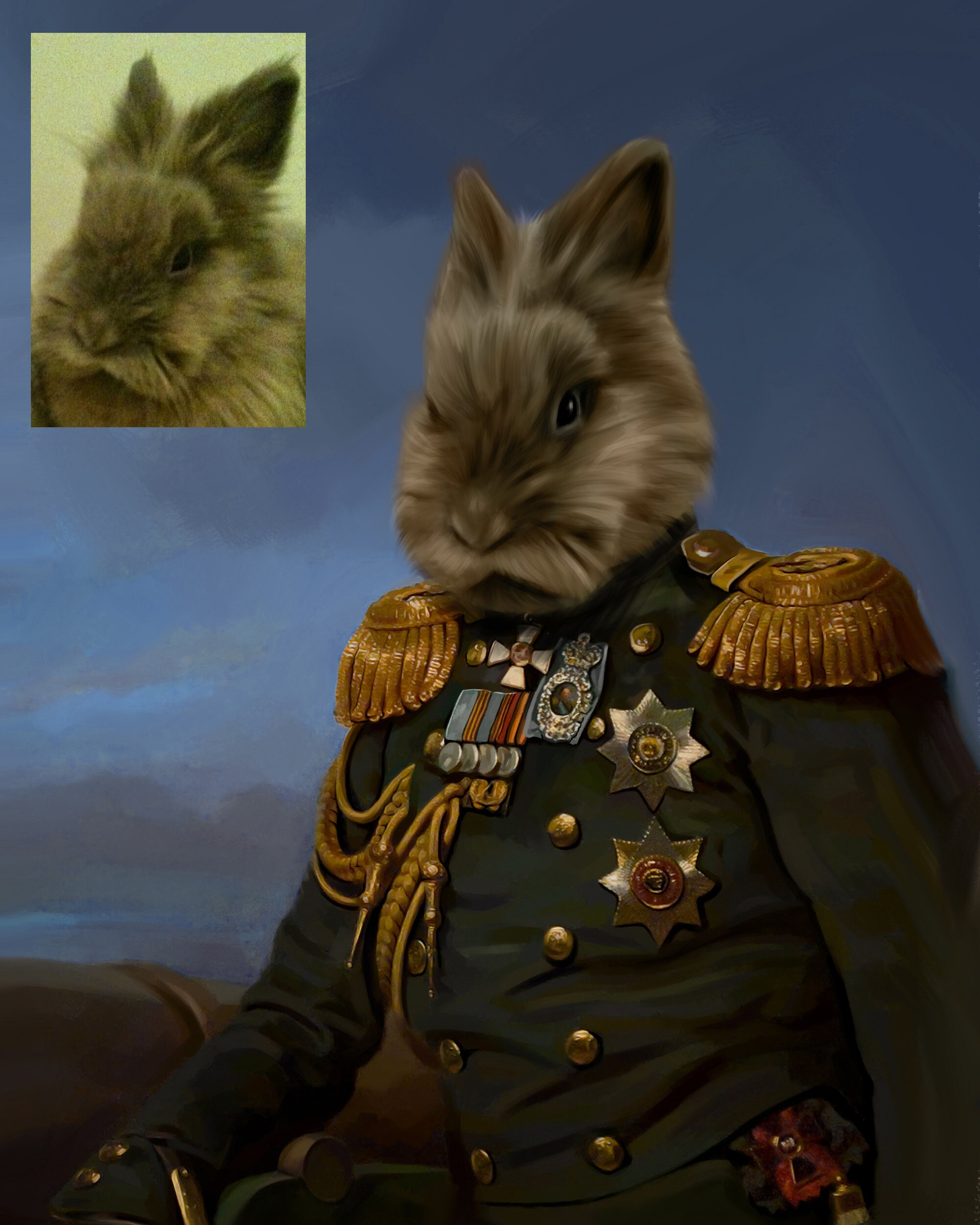 Custom Rabbit Portrait Custom Pet Portrait Regal Pet | Etsy