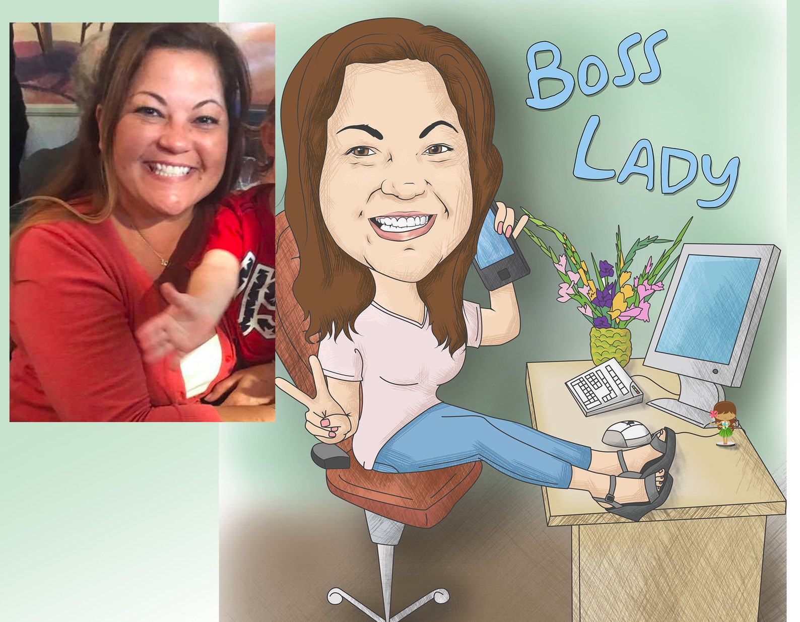 Lady Boss Caricature Gift: Custom Cartoon Portrait (digital File) - Etsy