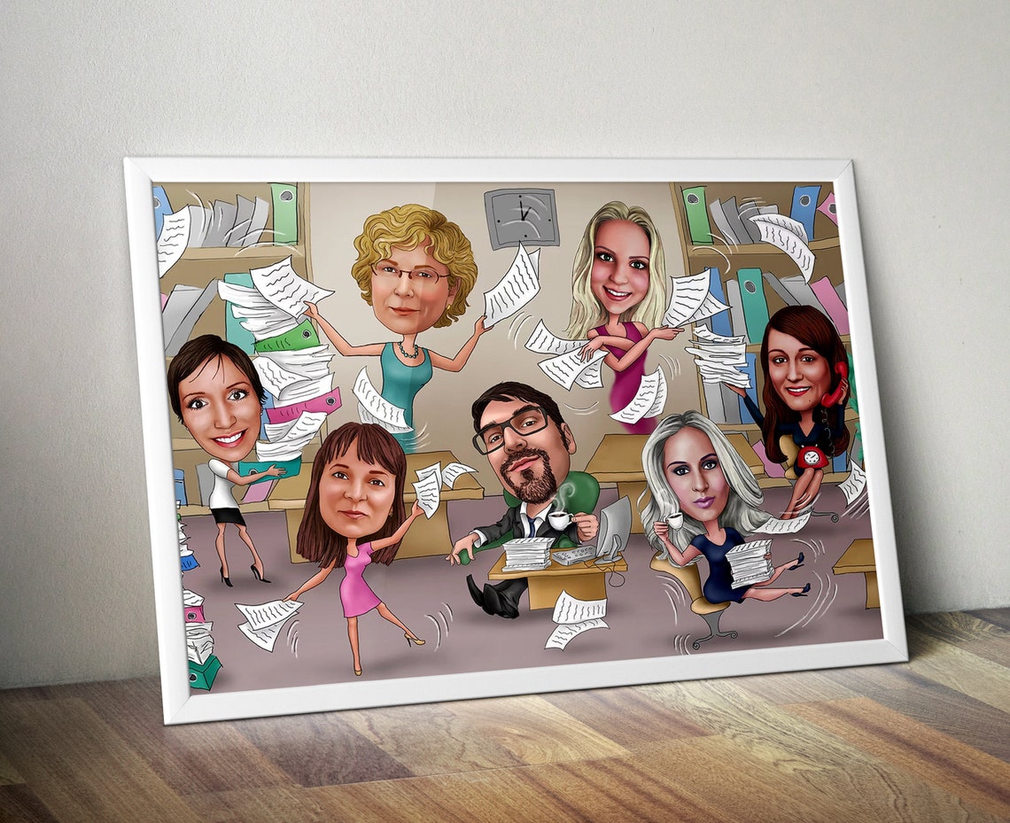 Boss Caricature Gift: Custom Office Cartoon Portrait - Etsy