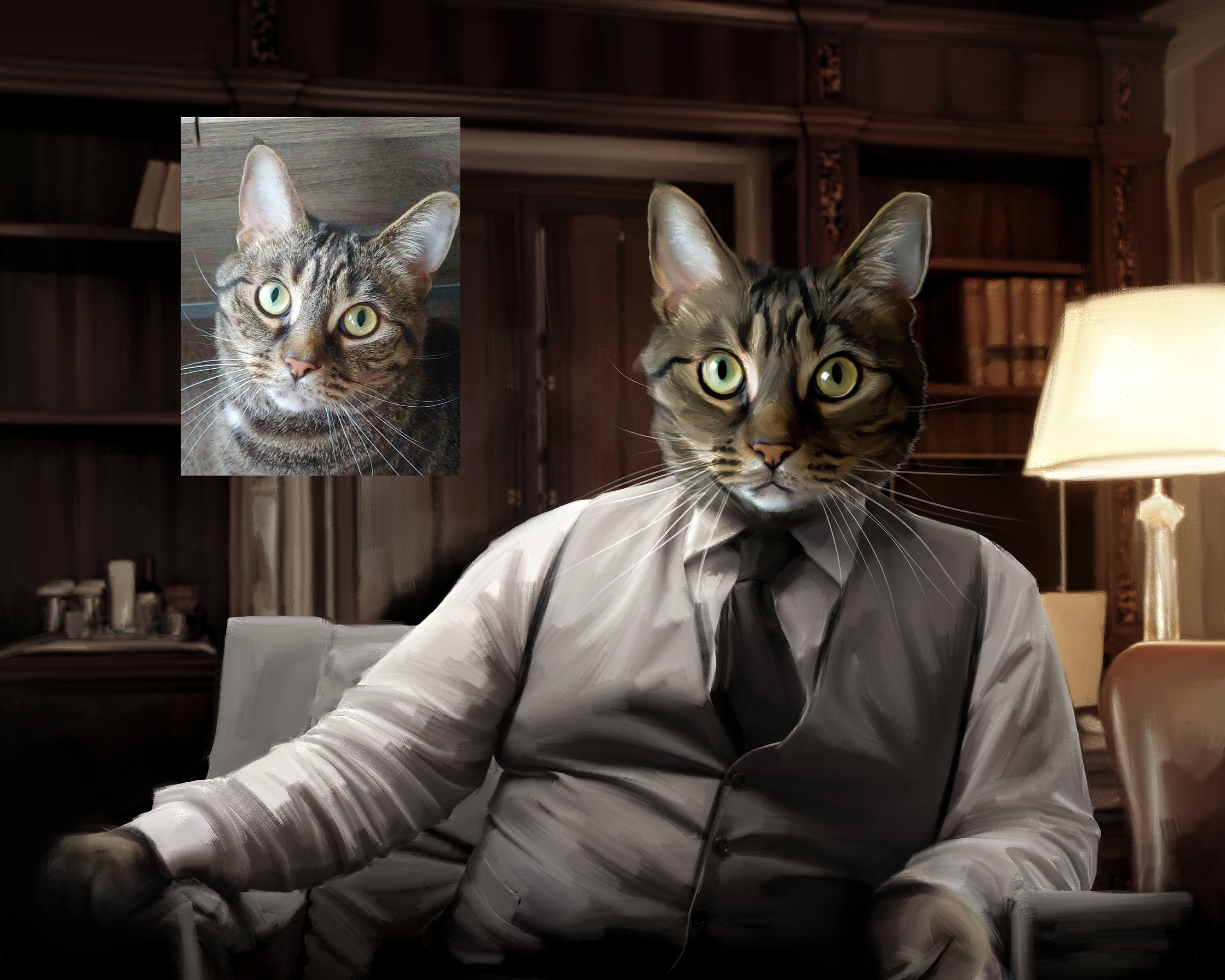 Businessman Cat Portrait cat lover gift cat owner gift pet | Etsy