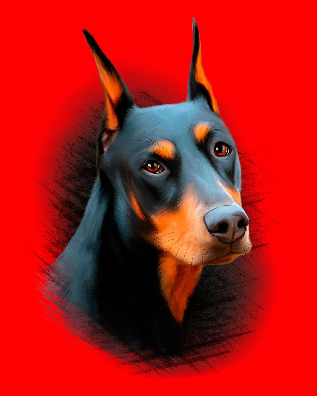 Doberman Portrait, Pet Painting, Doberman Painting, Gift for Doberman ...