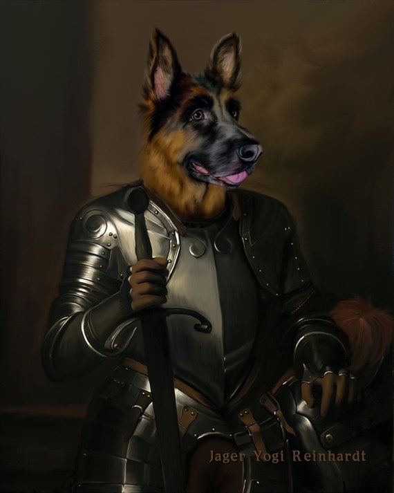 German Shepherd Knight Portrait Gift for Shepherd Owner - Etsy