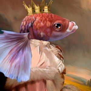 Royal Fish Portrait Fish Owner Gift Fish Memorial Gift - Etsy