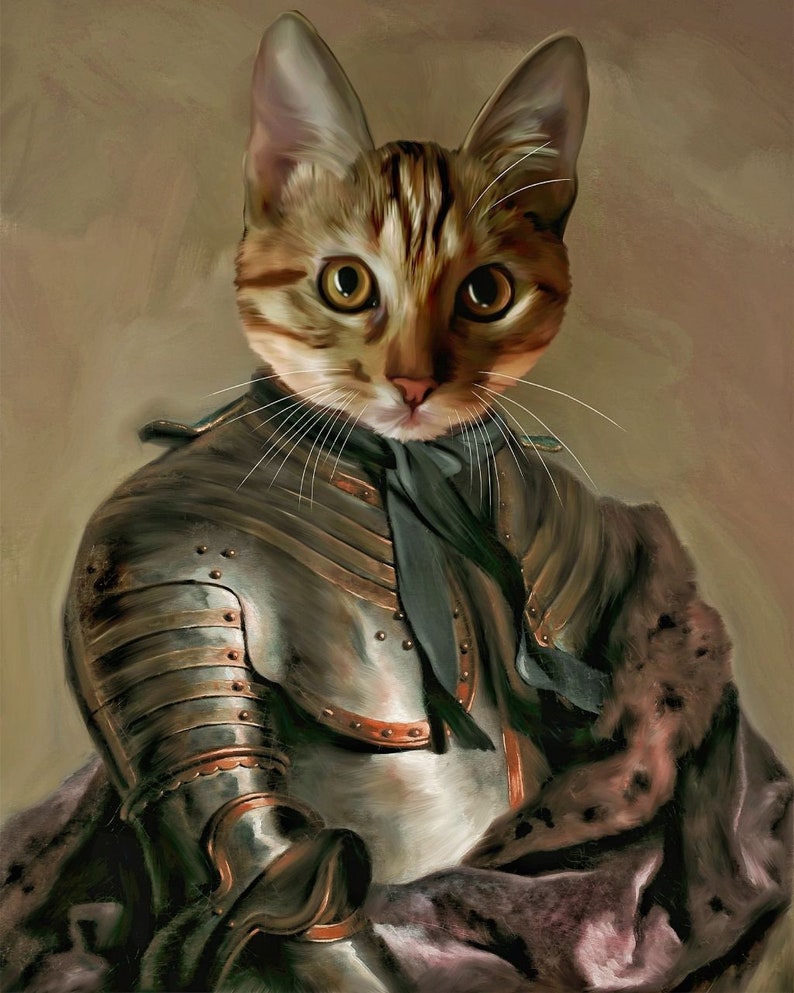 Custom Knight Cat Portrait Cat Lover Gift Pet Lover Gift - Etsy