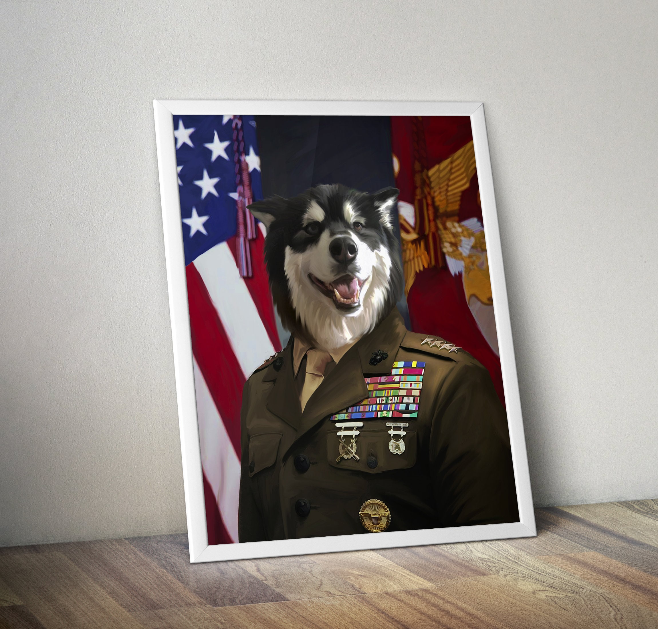Dog Portrait USA General Military Custom Pet Regal Portrait. - Etsy