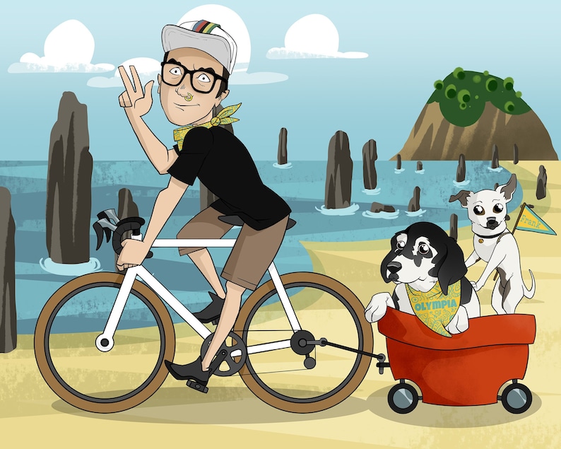 Gift for Cyclist Custom Cartoon Portrait Cyclist Funny - Etsy
