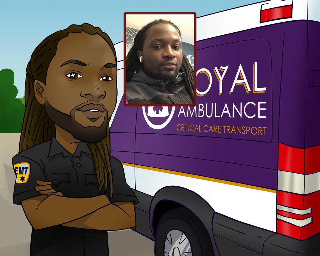 Ambulance Driver Gift Custom Cartoon Portrait Medicine - Etsy