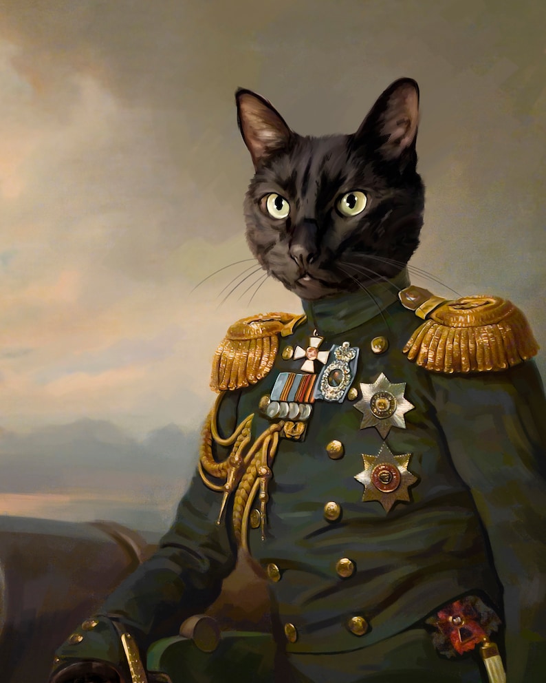 Custom Cat Portrait King Cat Art Royal Pet Portrait Pet | Etsy