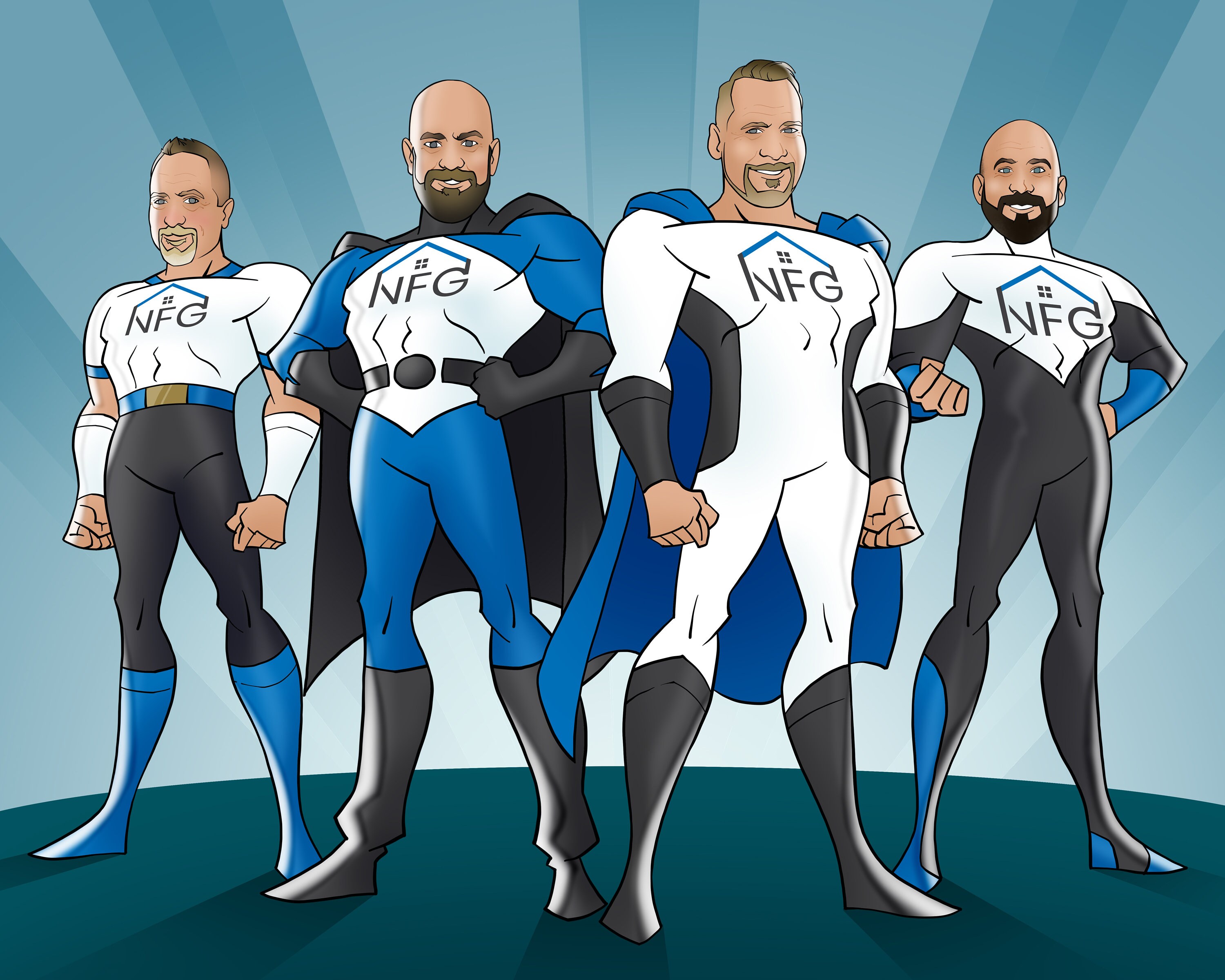 Custom Group Cartoon Superheroes Portrait. Gift for Your Boss | Etsy