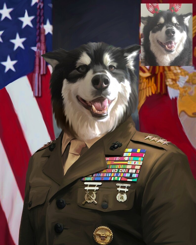 Custom Policeman Dog Portrait USA General Military Police - Etsy