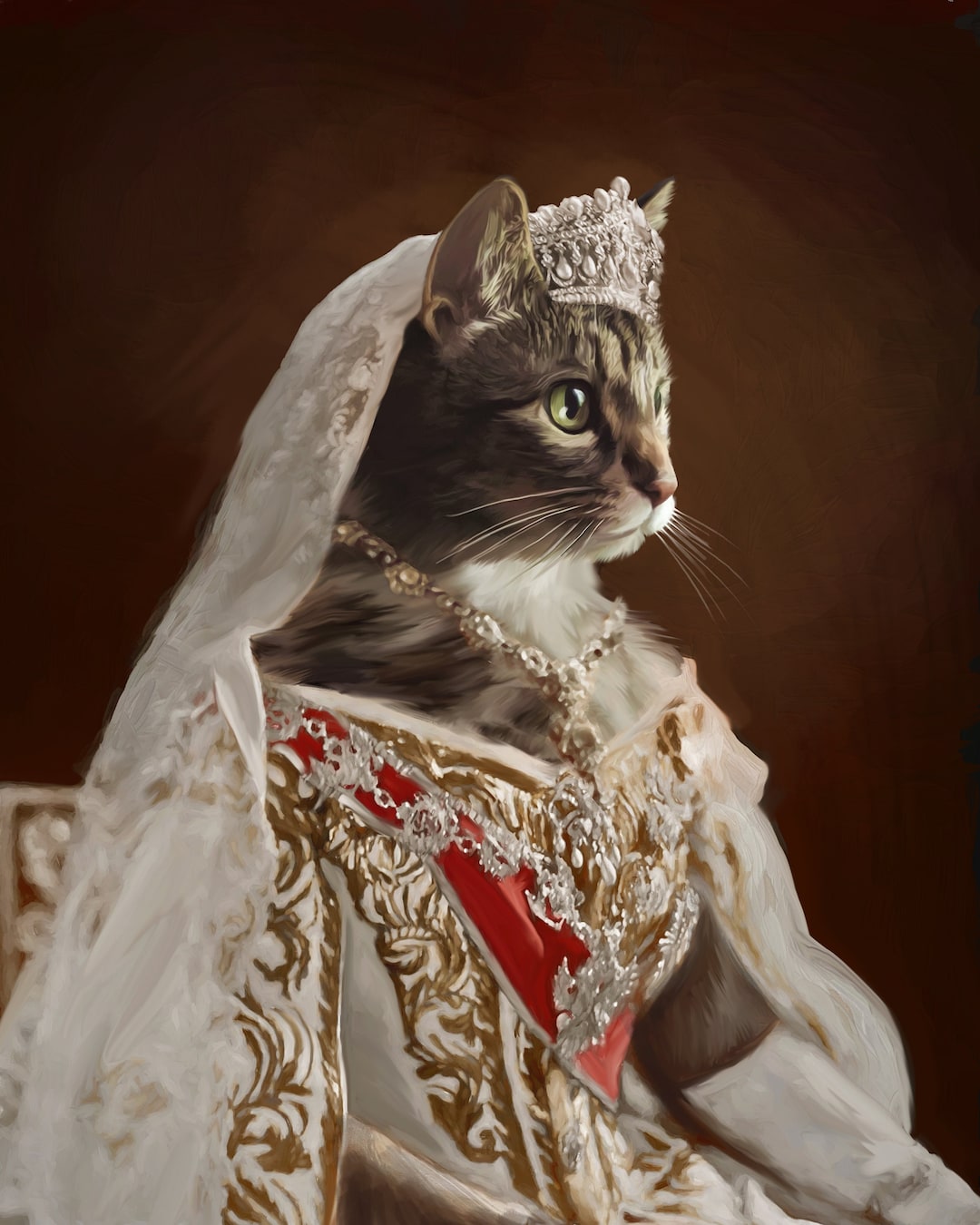 Royal Cat Portrait, Cat Owner Gift, Pet Birthday Gift, Renaissance Pet ...