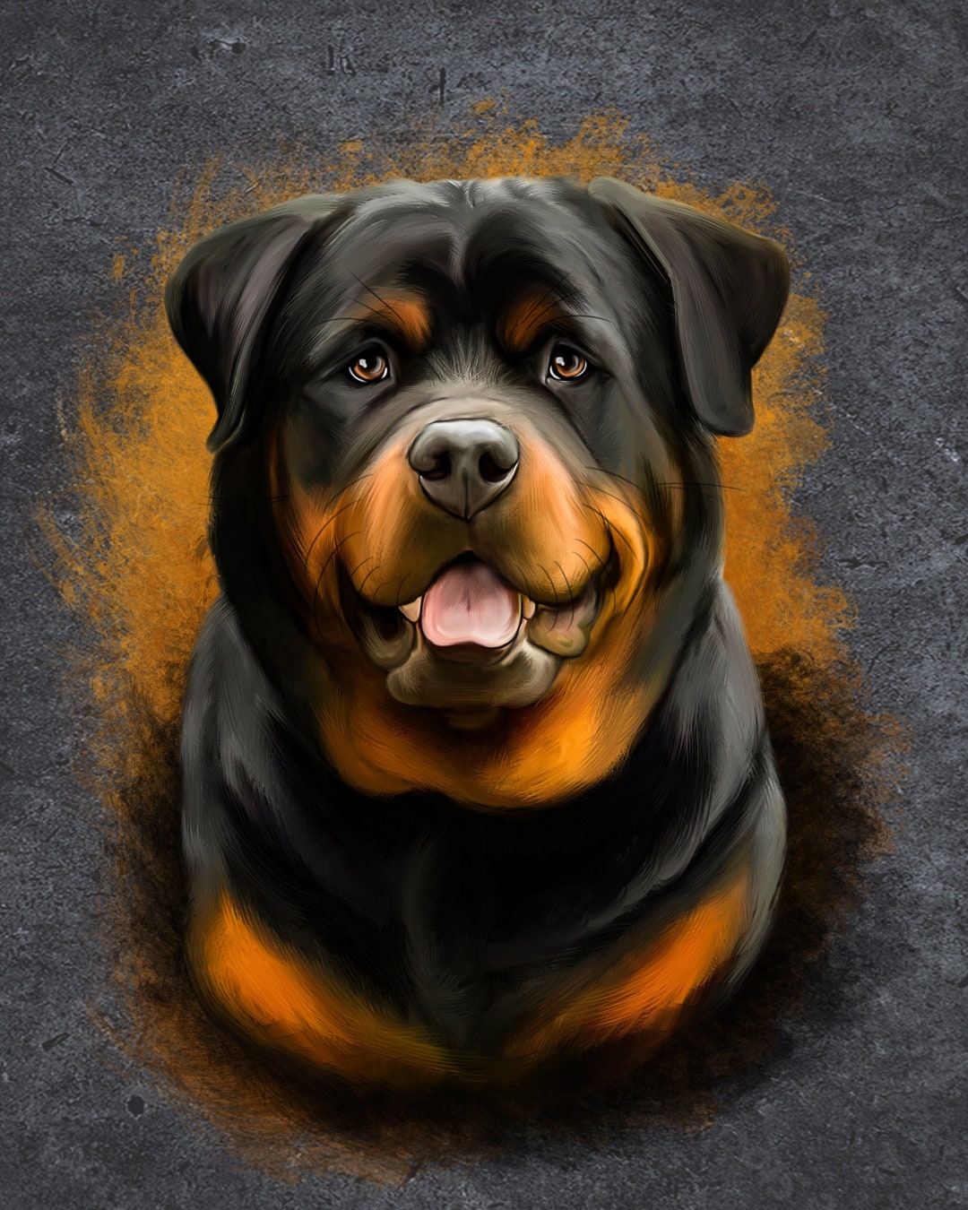 Custom Rottweiler Portrait: Digital Pet Painting, Dog Memorial (PDF or ...