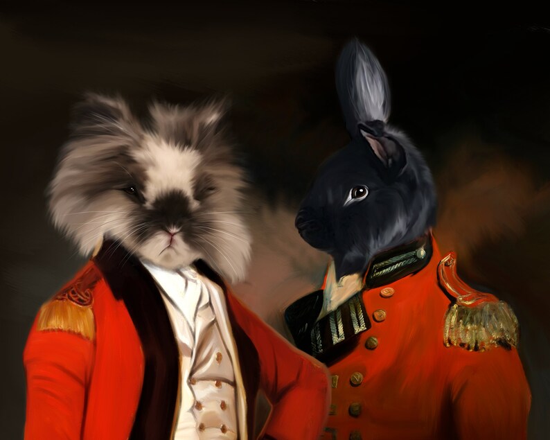 Custom Rabbit Portrait Custom Pet Portrait Regal Pet | Etsy