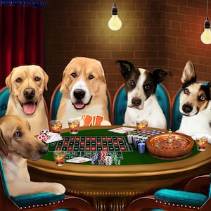 Custom Pet Portrait, Dogs Playing Chess, Funny Pet Lover Gift ...