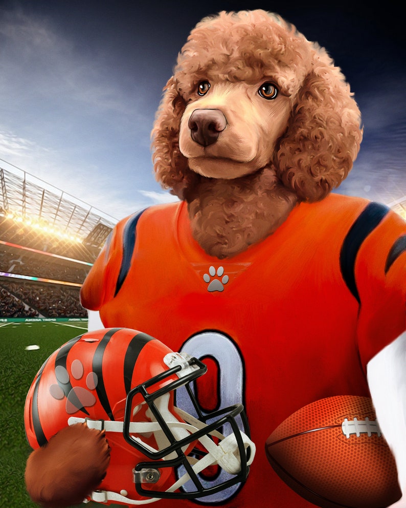 Chicago Football Team Custom Dog Portrait, American Football Fun Gift ...