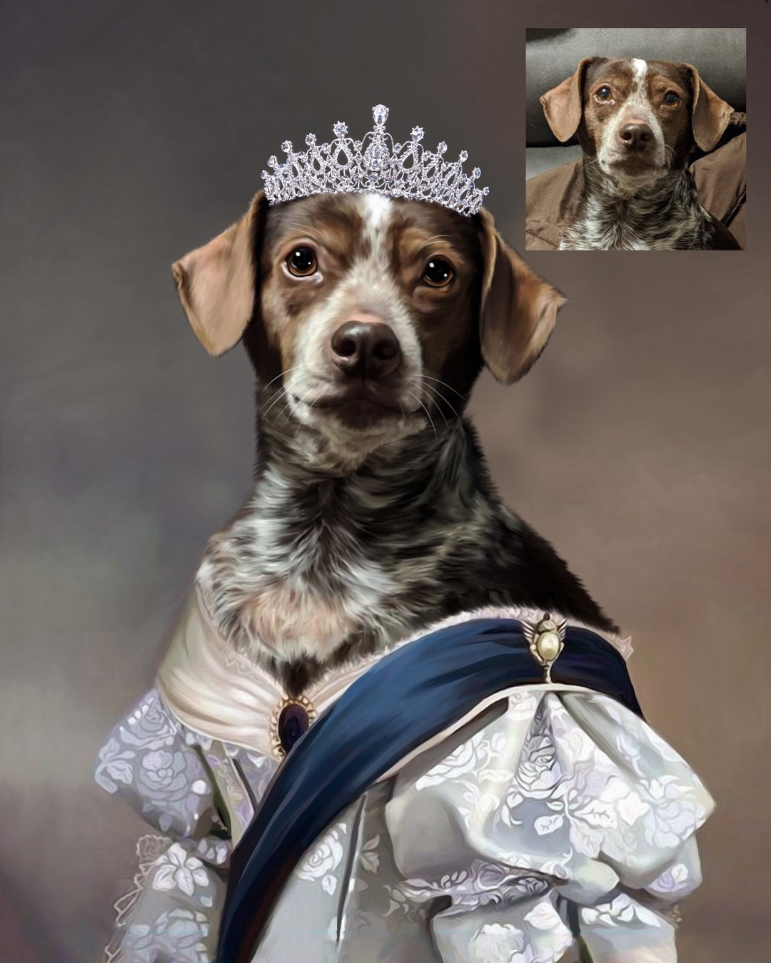 Dogs Queen Custom Royal Portrait. Dog Art. Christmas Gift Gift for Dog ...