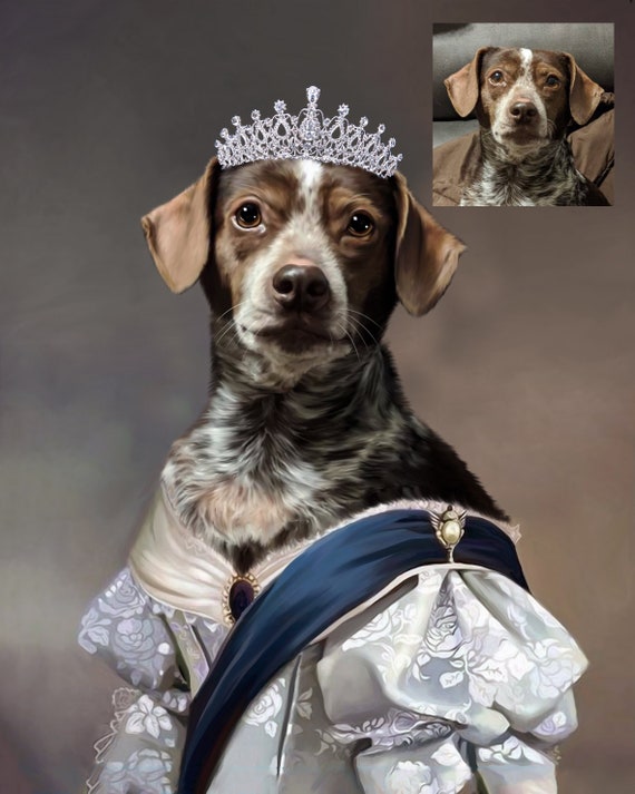 Dogs Queen Custom Royal Portrait. Dog Art. Christmas Gift Gift - Etsy
