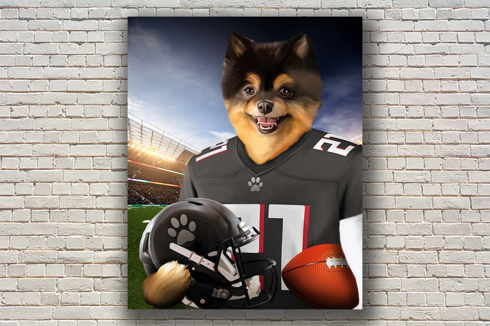 Chicago Football Team Custom Dog Portrait, American Football Fun Gift ...