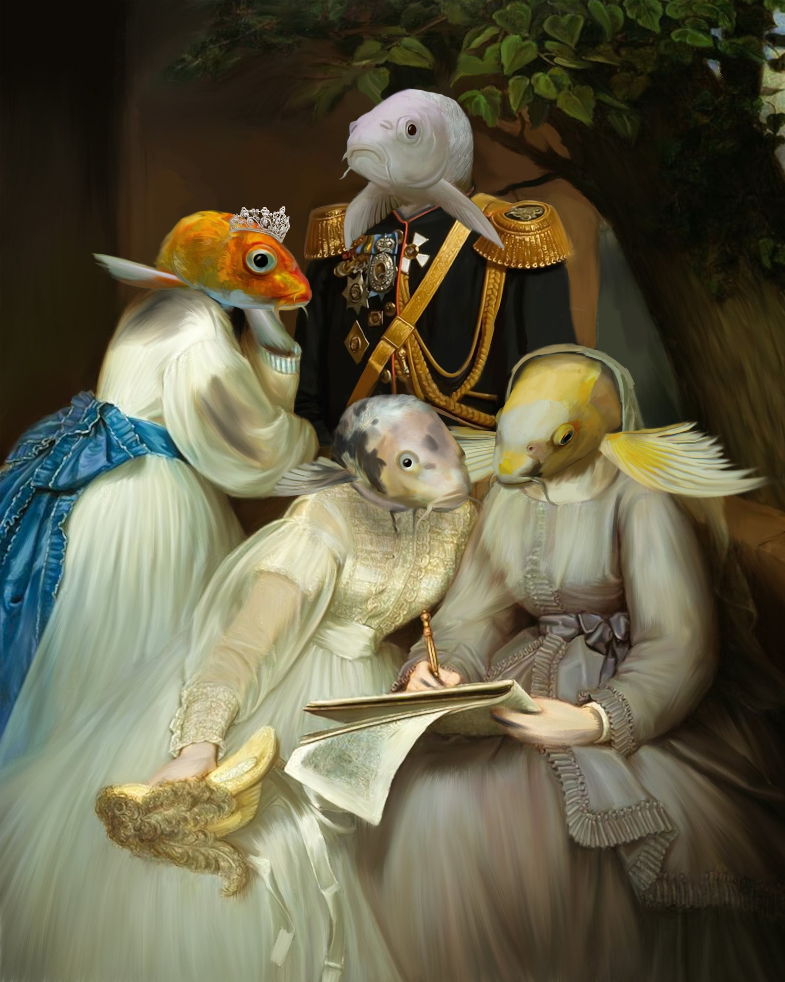 Custom Royal Pets Portrait Group Fish Portrait Gift for Fish - Etsy