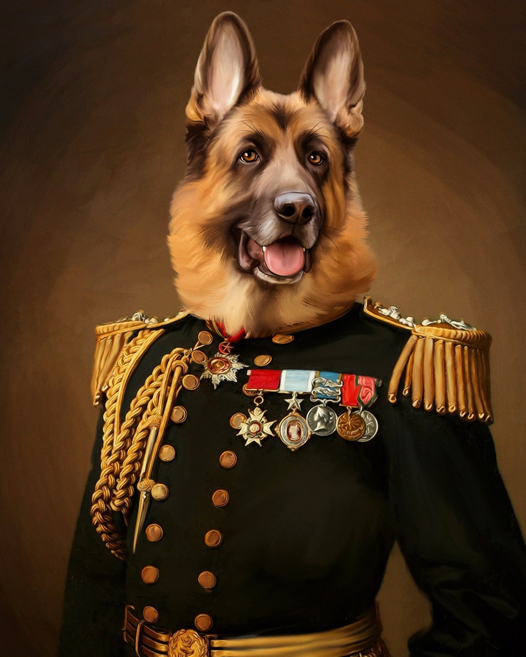 German Shepherd Regal Portrait, Gift for Shepherd Owner, Royal Dog ...