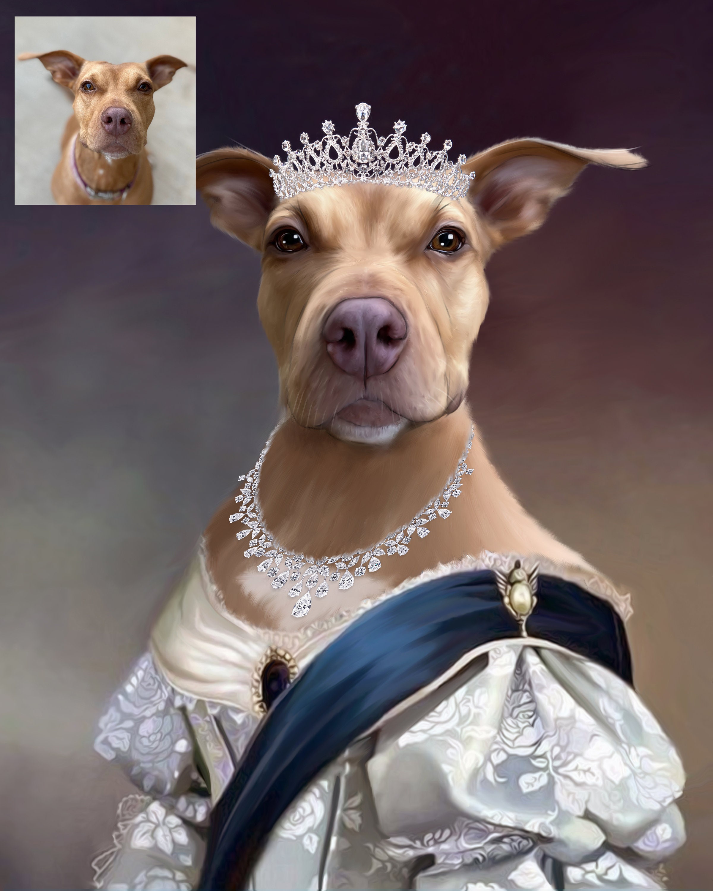 Dogs Queen Custom Royal Portrait. Dog Art. Christmas Gift Gift - Etsy