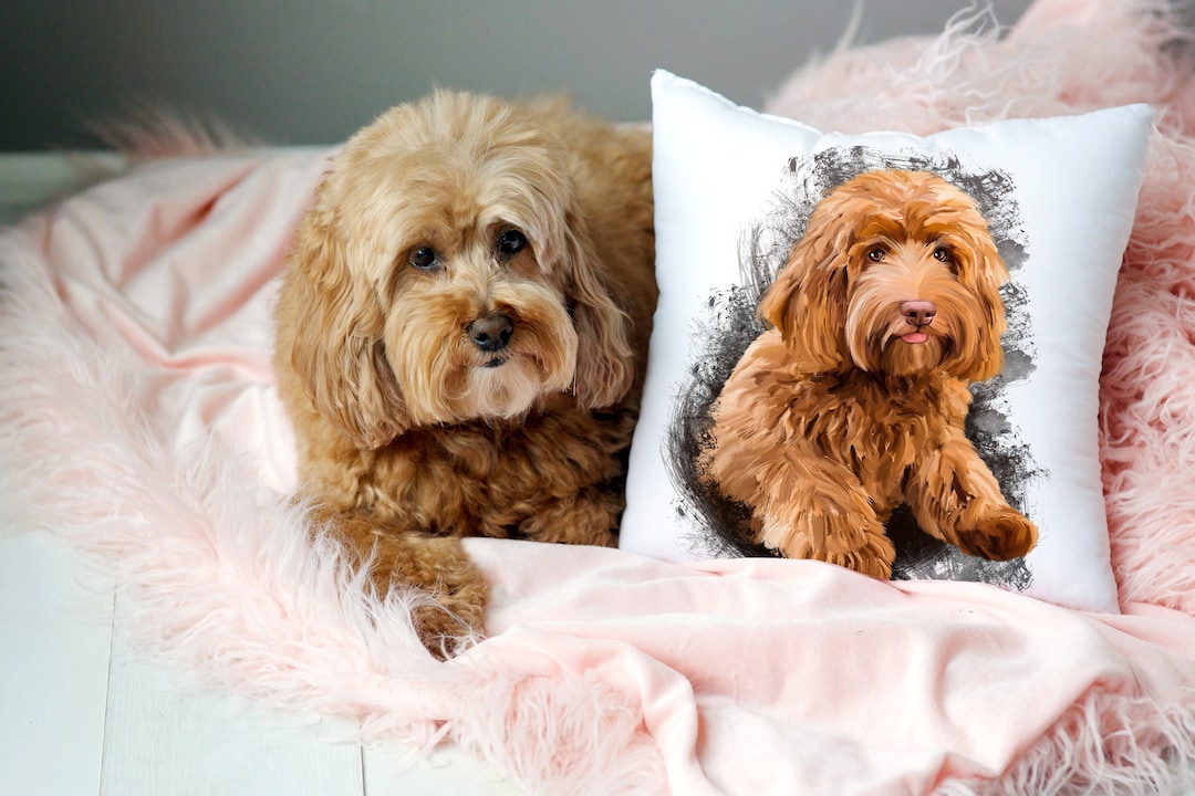 Custom Labradoodle Pillow, Pet Portrait Pillow, Custom Dog Pillow ...