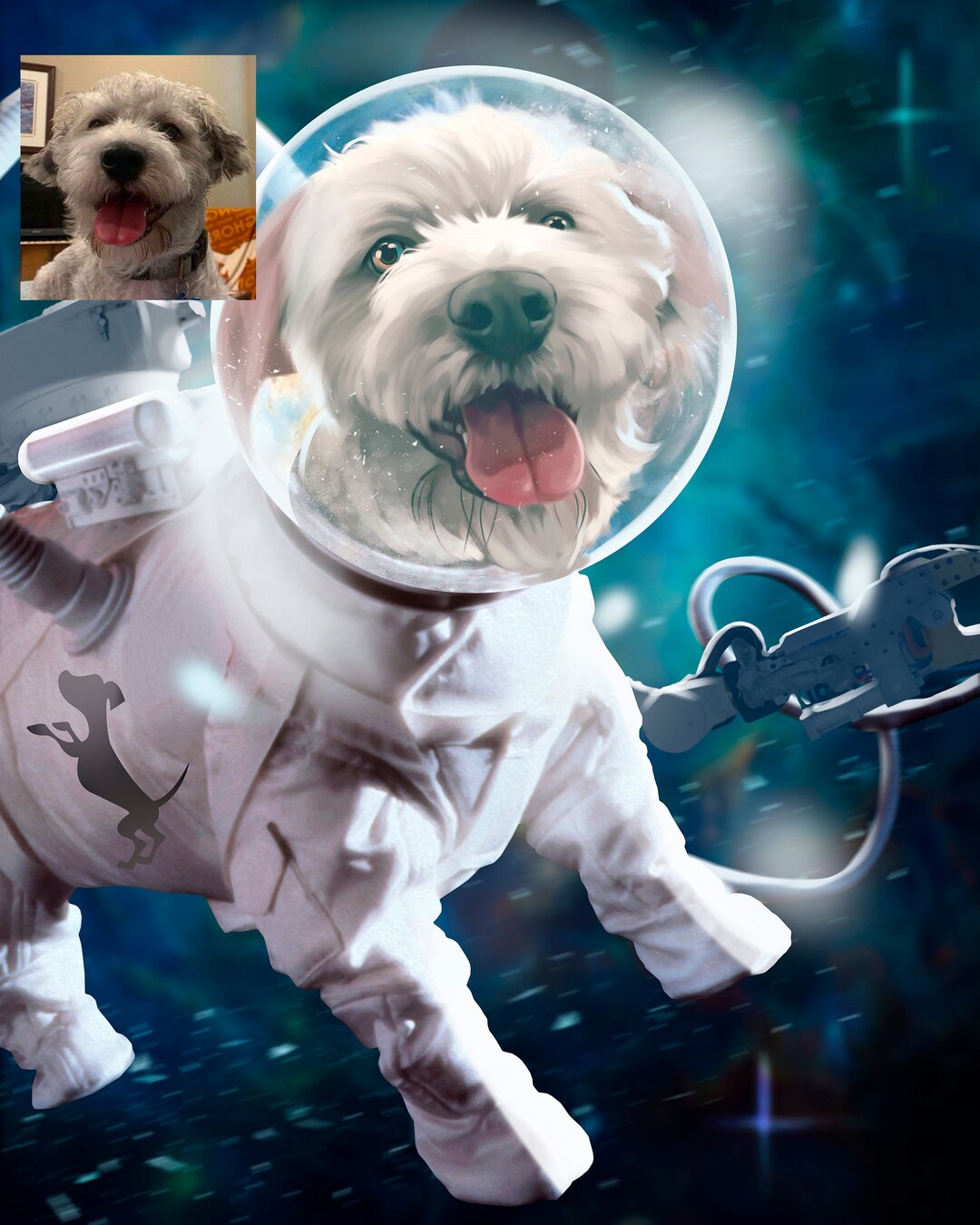 Astronaut Custom Dog Portrait, Space Lover Pet Portrait, Funny Pet ...
