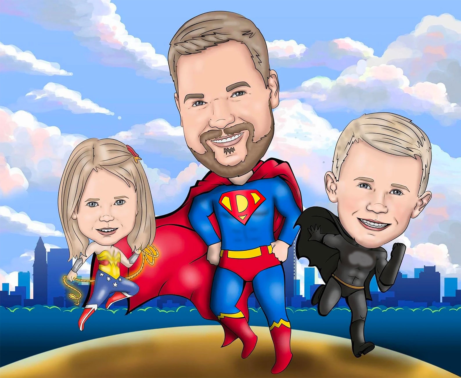 Fathers Day Gift Super Hero Custom Portrait Superhero Custom - Etsy