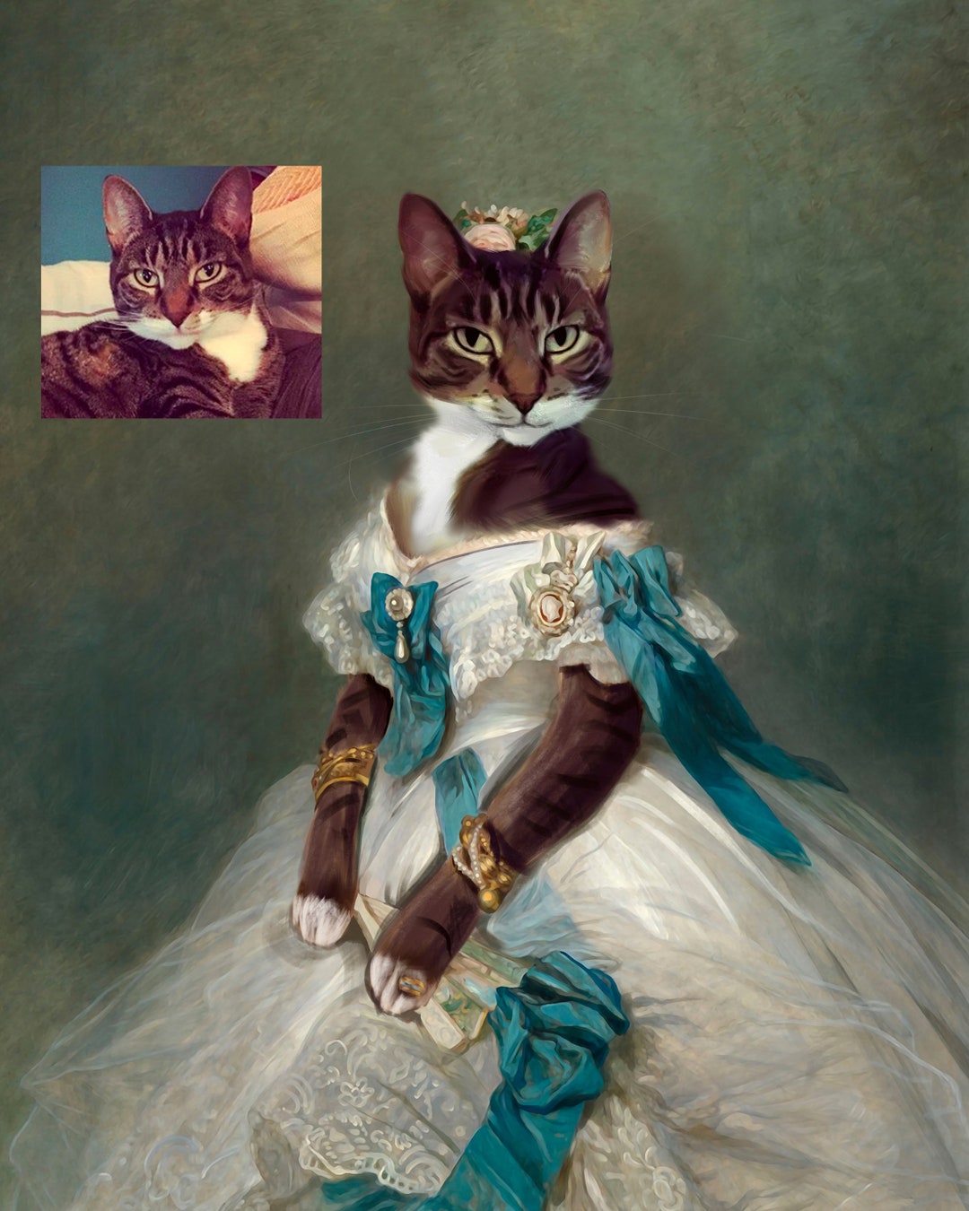 Royal Pet Portrait, Pet Owner Gift, Custom Cat or Dog Portrait on ...