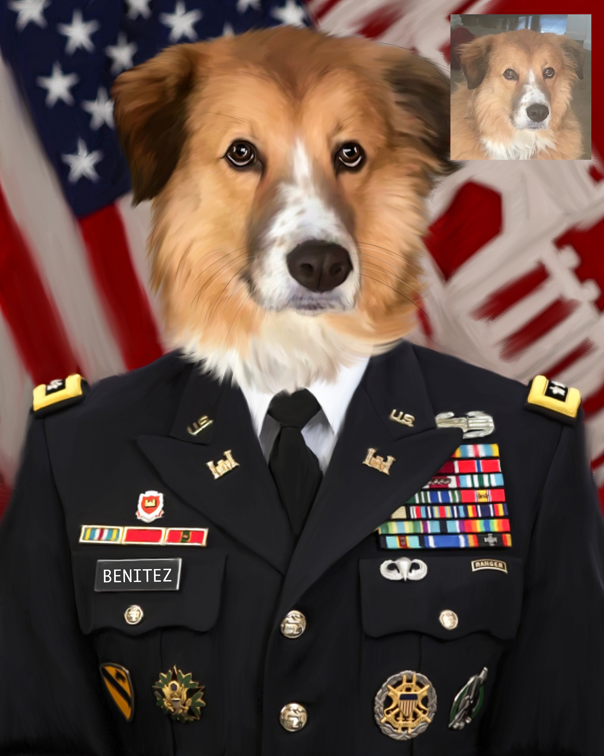 Dog Portrait USA General Military Custom Pet Regal Portrait. - Etsy