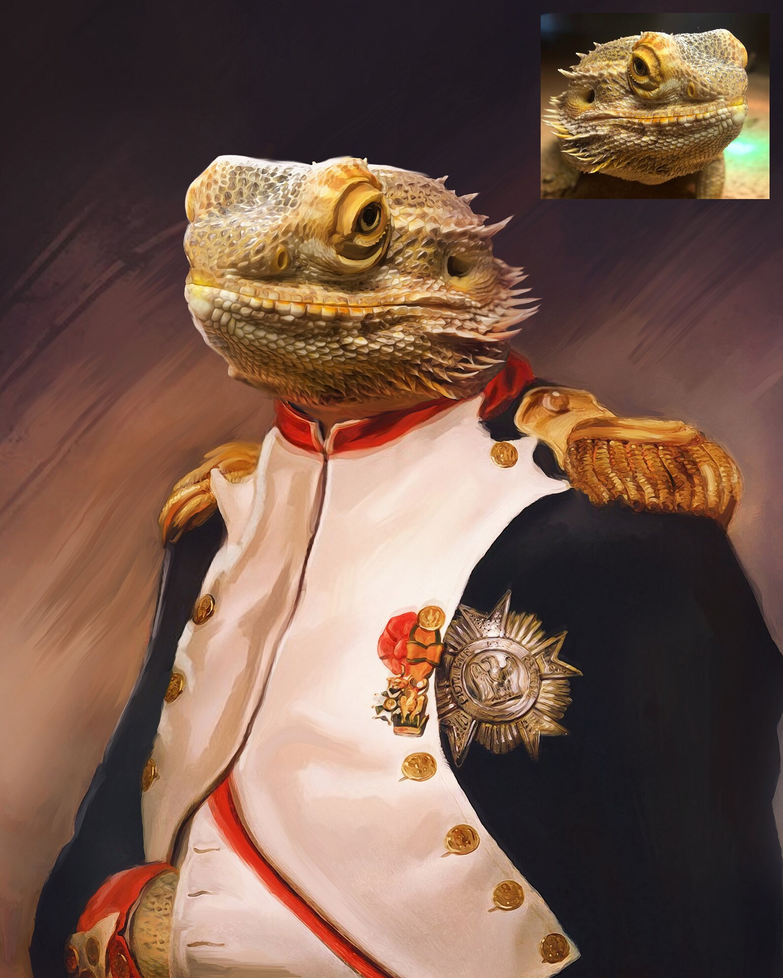 Royal Lizard Owner Gift Custom Pet Portrait Renaissance Pet | Etsy