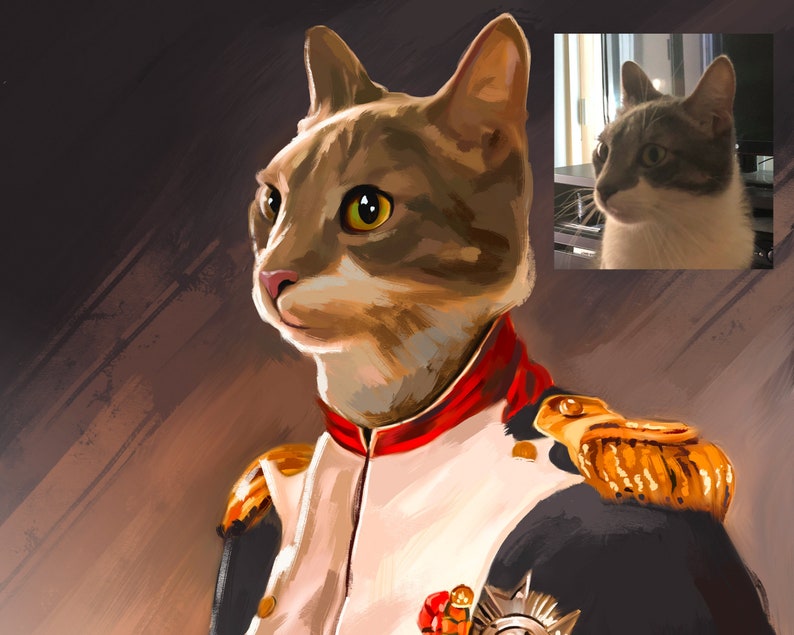 Custom Cat Portrait, King Cat Art, Royal Pet Portrait, Pet Memorial ...