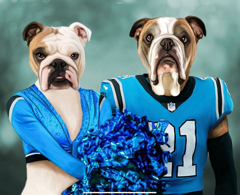 Cheerleader Pet, Custom Dog Portrait, American Football Fun Gift ...