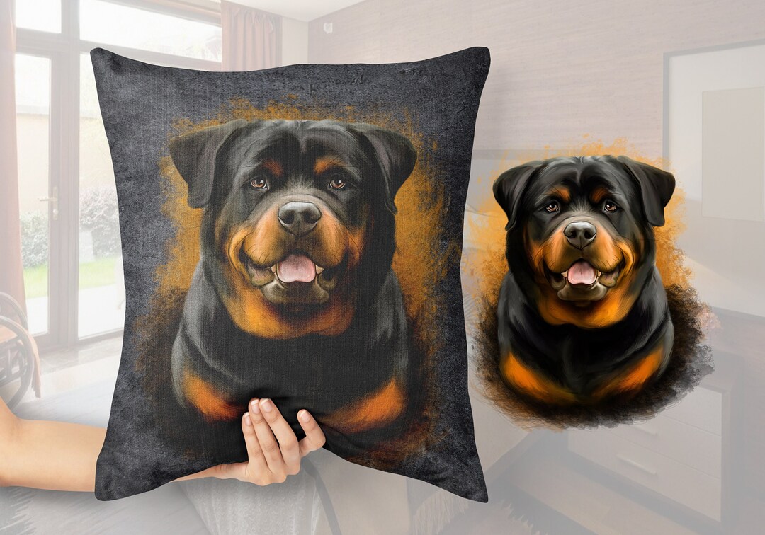 Rottweiler Owner Gift, Custom Dog Pillow, Pet Portrait Pillow, Custom ...