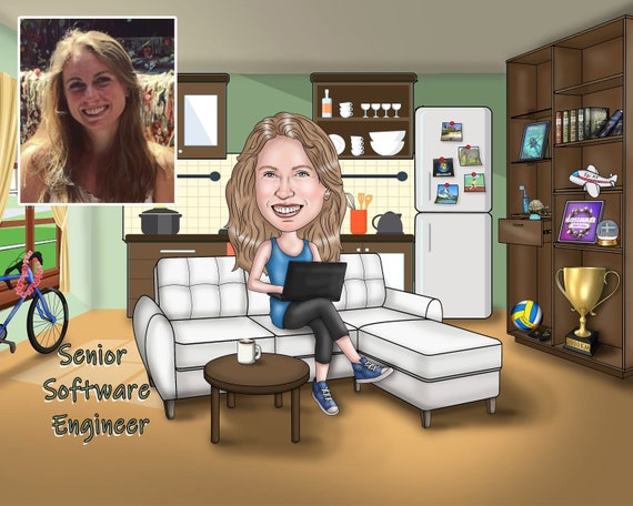 Software Engineer Gift Custom Caricature portrait | Etsy